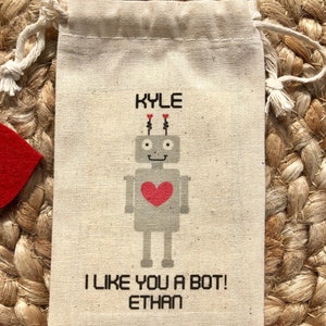 Set of 10 Kid's Valentine's Day Party Favor Bags / Robot Valentine ...