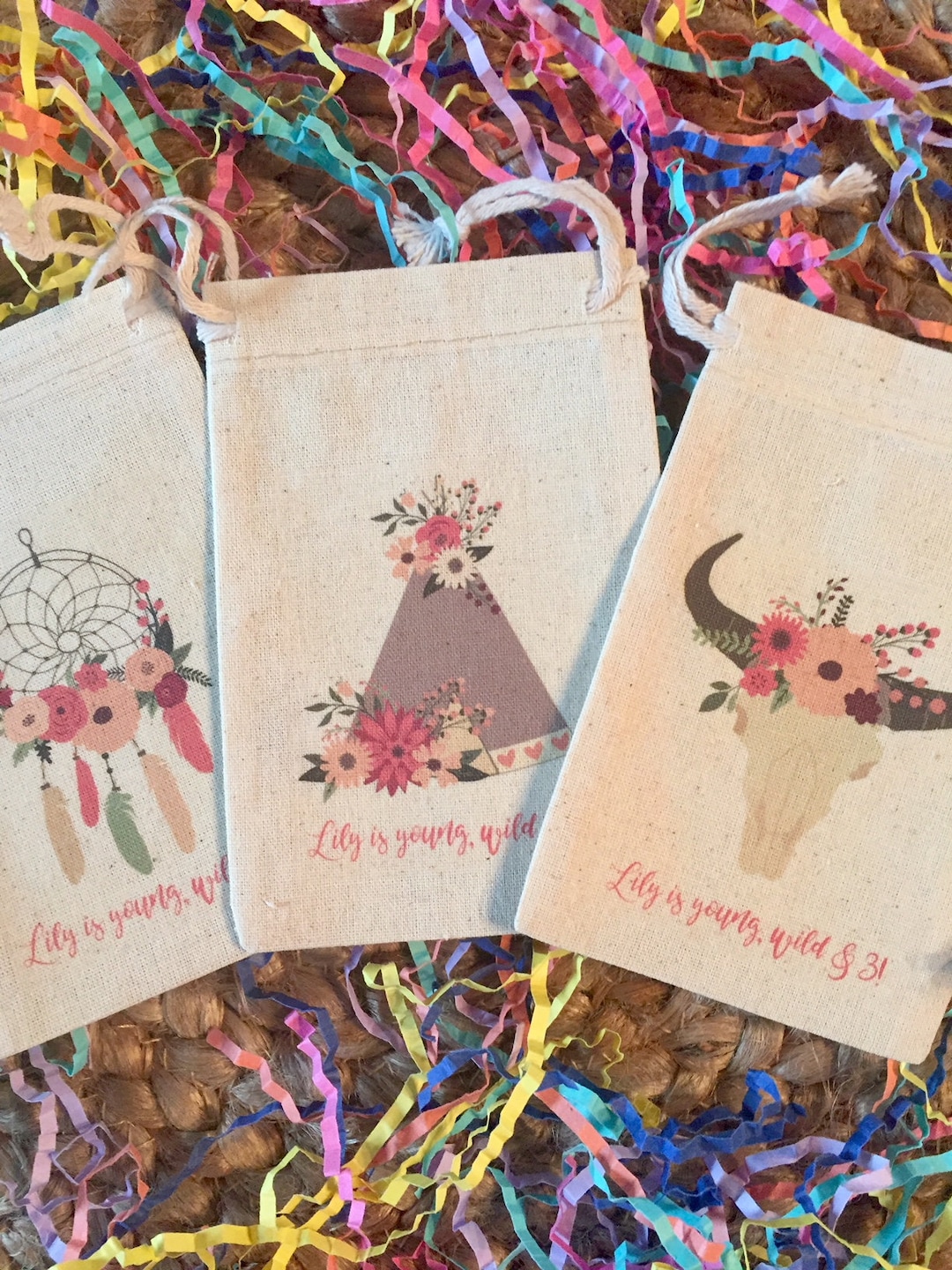 Set of 10 Tribal Boho Theme Party Favor Bags for Wild ONE, TWO Wild ...