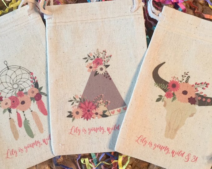 Set of 10 Tribal Boho Theme Party Favor Bags for Wild ONE TWO - Etsy