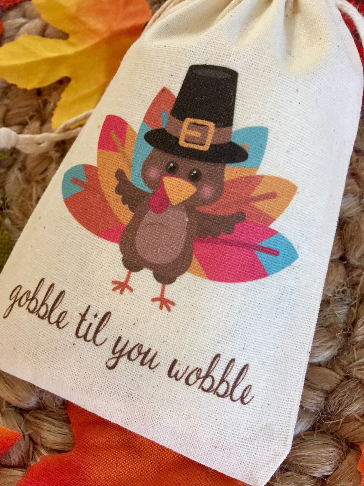 Set of 10 Thanksgiving Favor Bags / Gobble Til You Wobble | Etsy