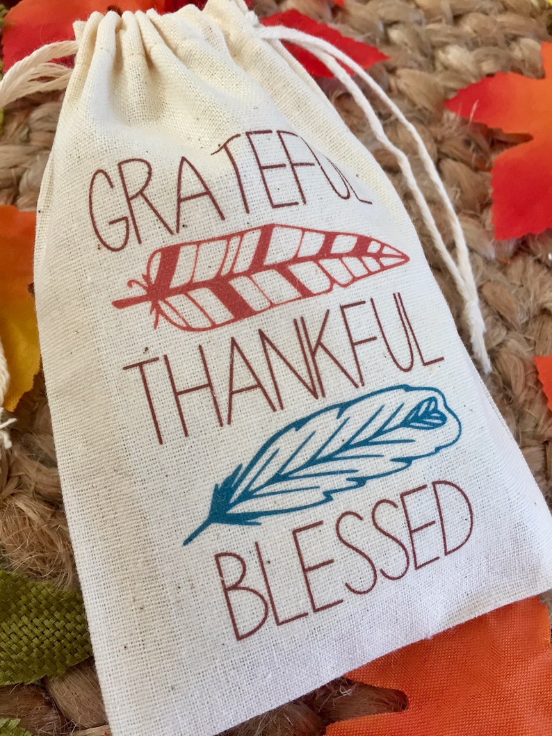 Set of 10 Thanksgiving Favor Bags / Grateful Thankful - Etsy