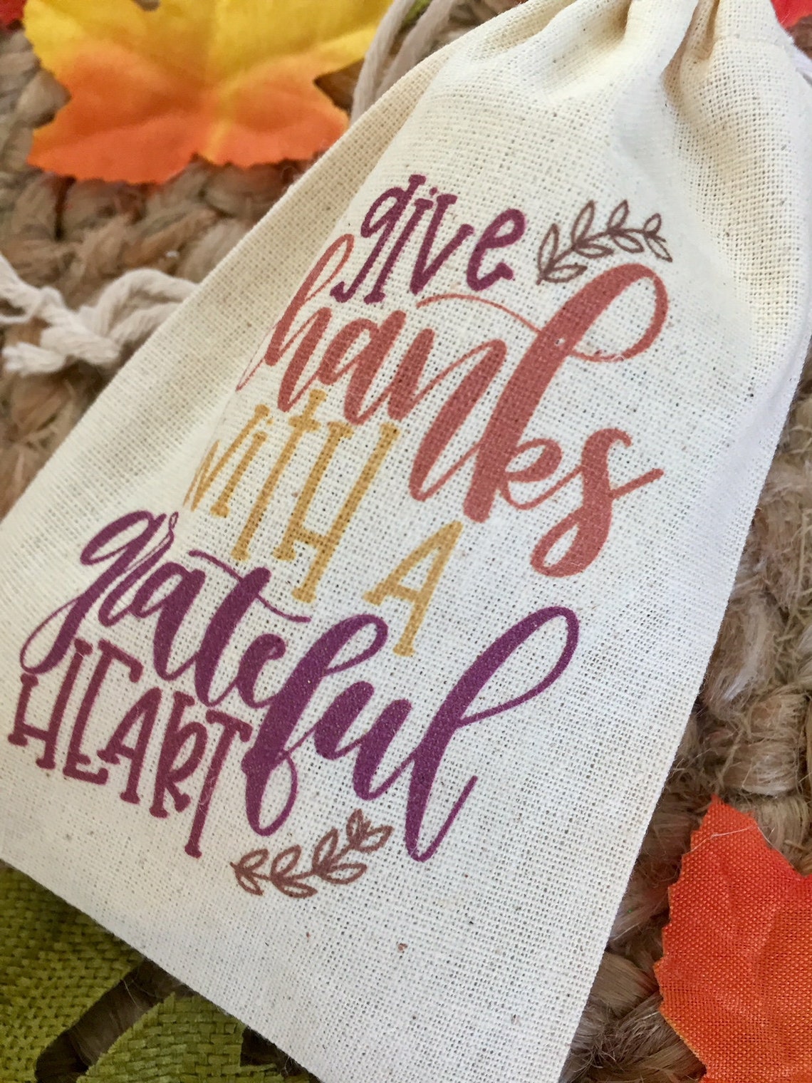 Set of 10 Thanksgiving Favor Bags / Give Thanks With a - Etsy