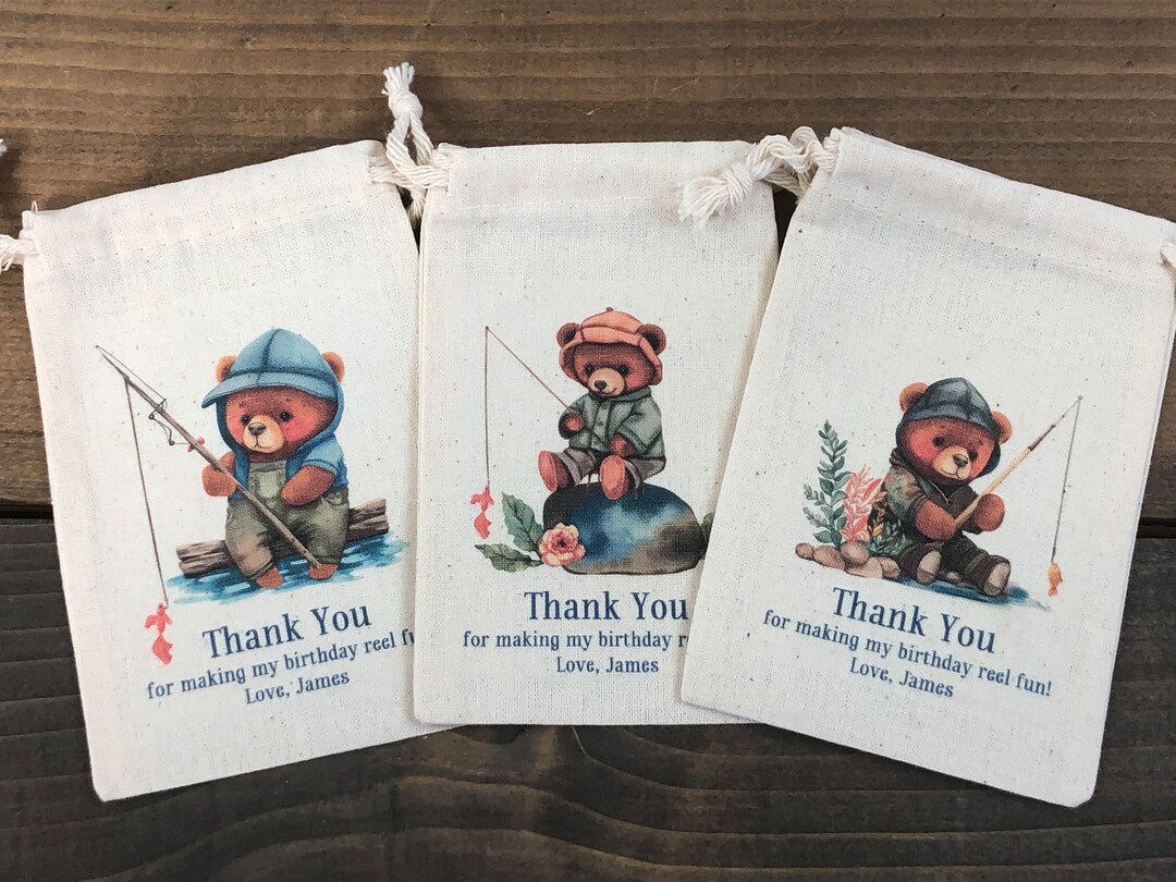 Set of 10 Fishing Teddy Bear Theme Birthday or Baby Shower Party Favor ...