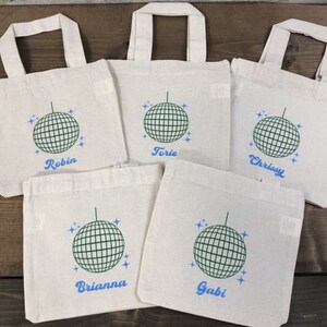 Set of 5 Personalized Retro Disco Theme Bachelorette Party Favor Tote ...
