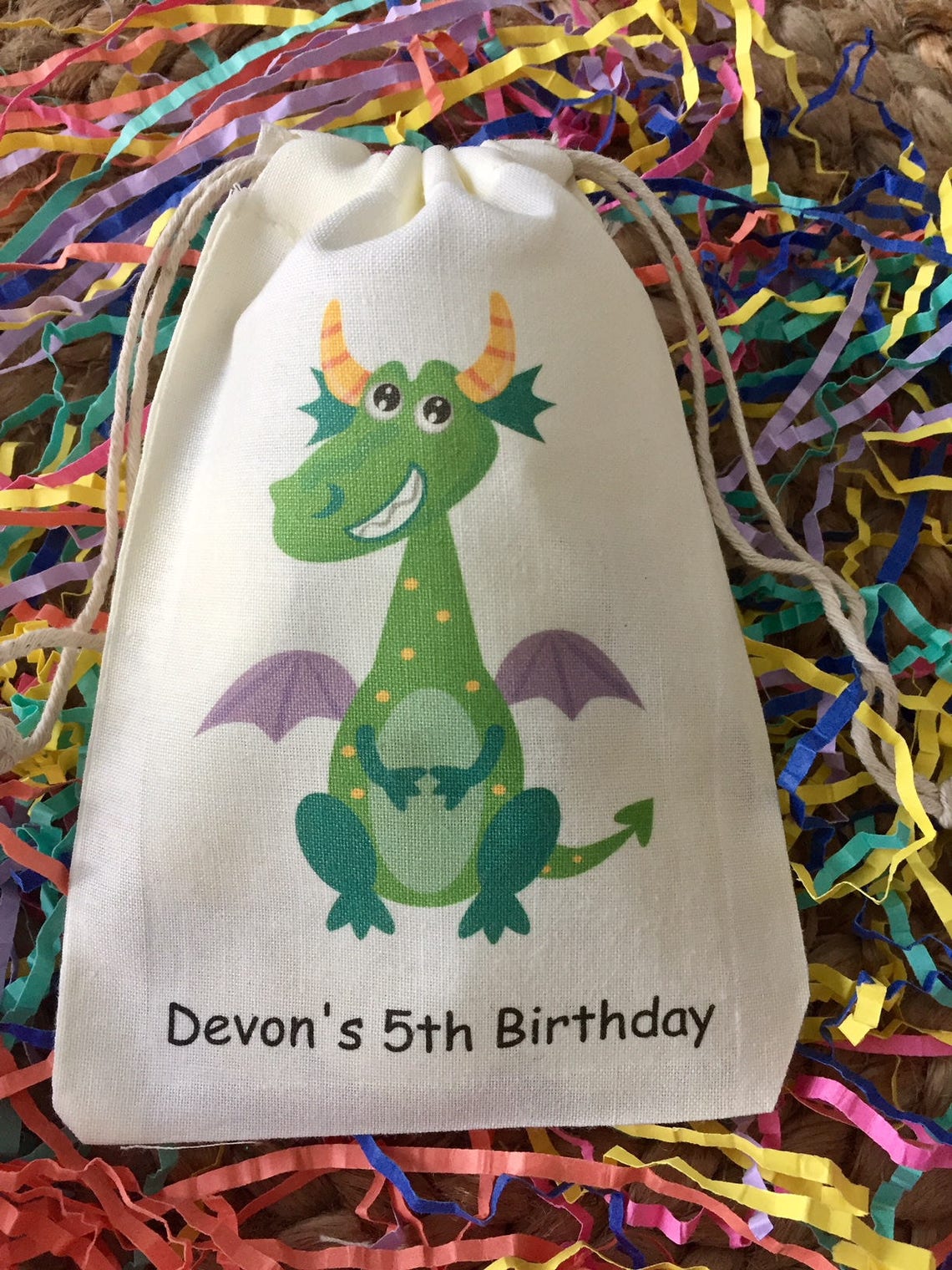 Set of 10 Personalized Dragon Party Favors Custom Muslin | Etsy