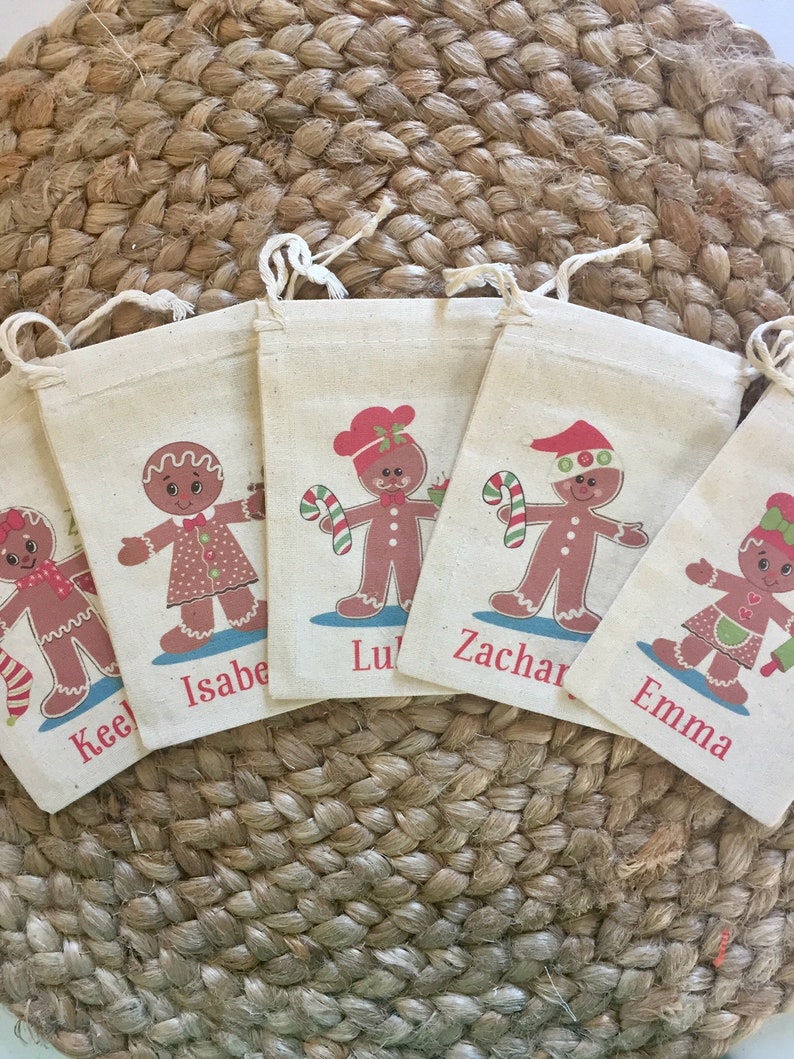 Set of 10 Kid's Christmas Party Favor Bags / Gingerbread - Etsy