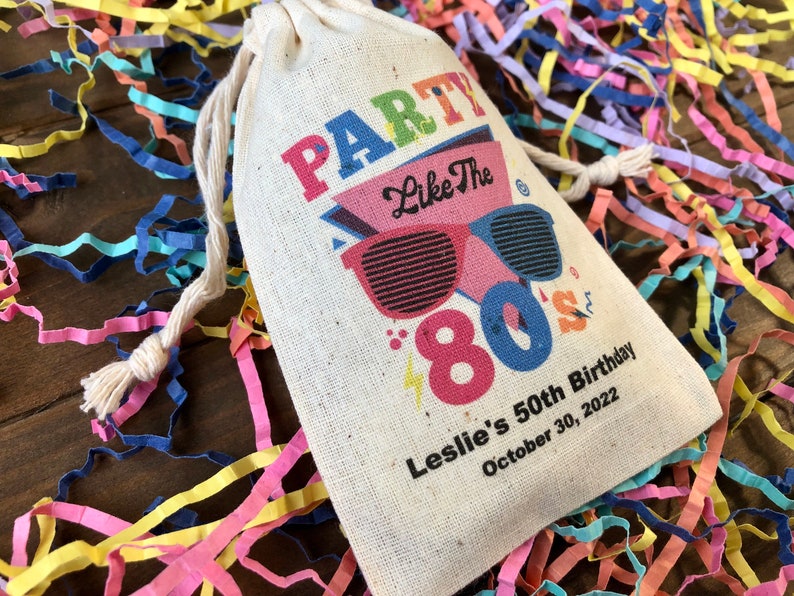 Set of 10 Personalized 80s Theme Party Favor Bags Party Like - Etsy