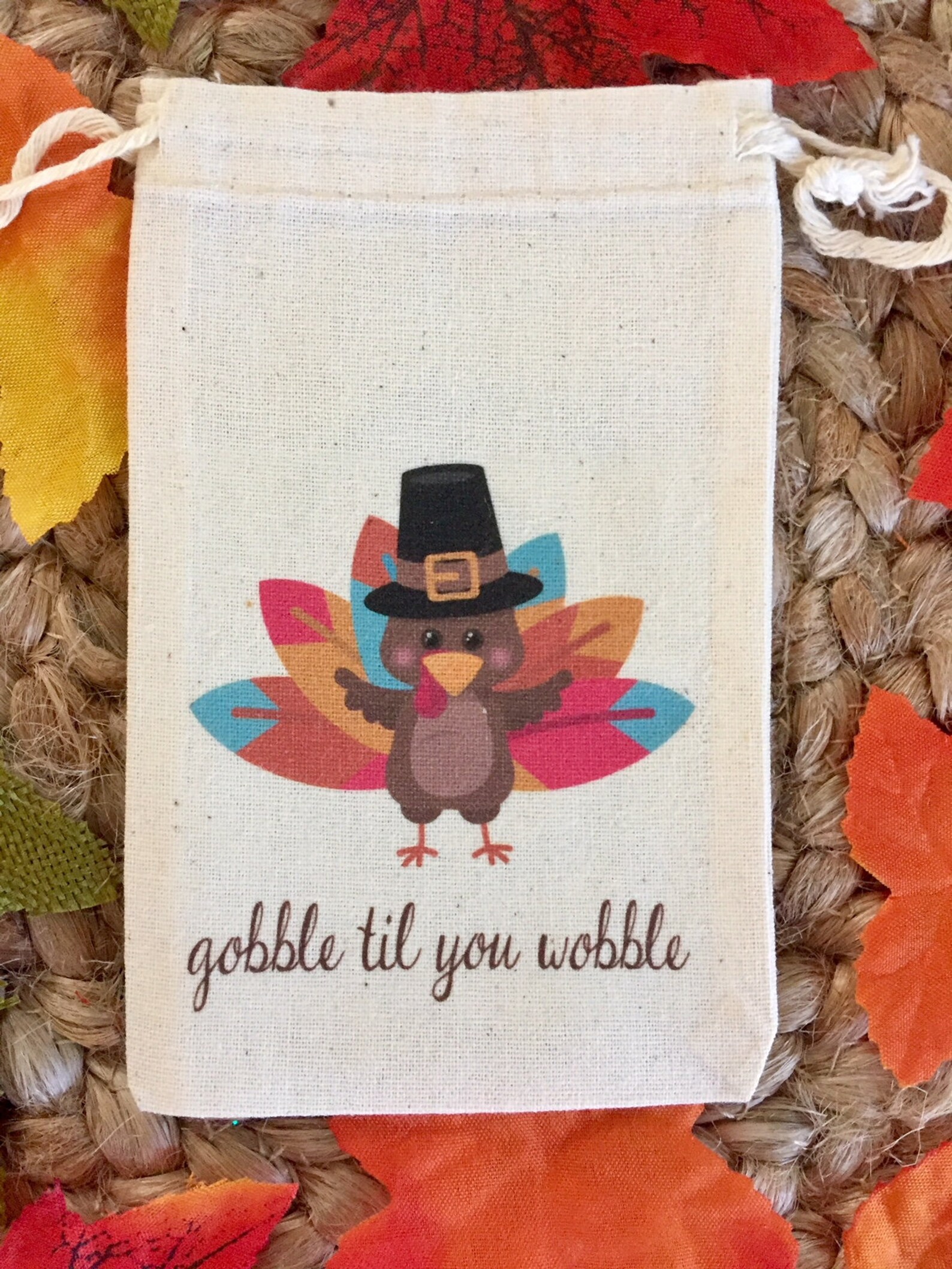 Set of 10 Thanksgiving Favor Bags / Gobble Til You Wobble | Etsy