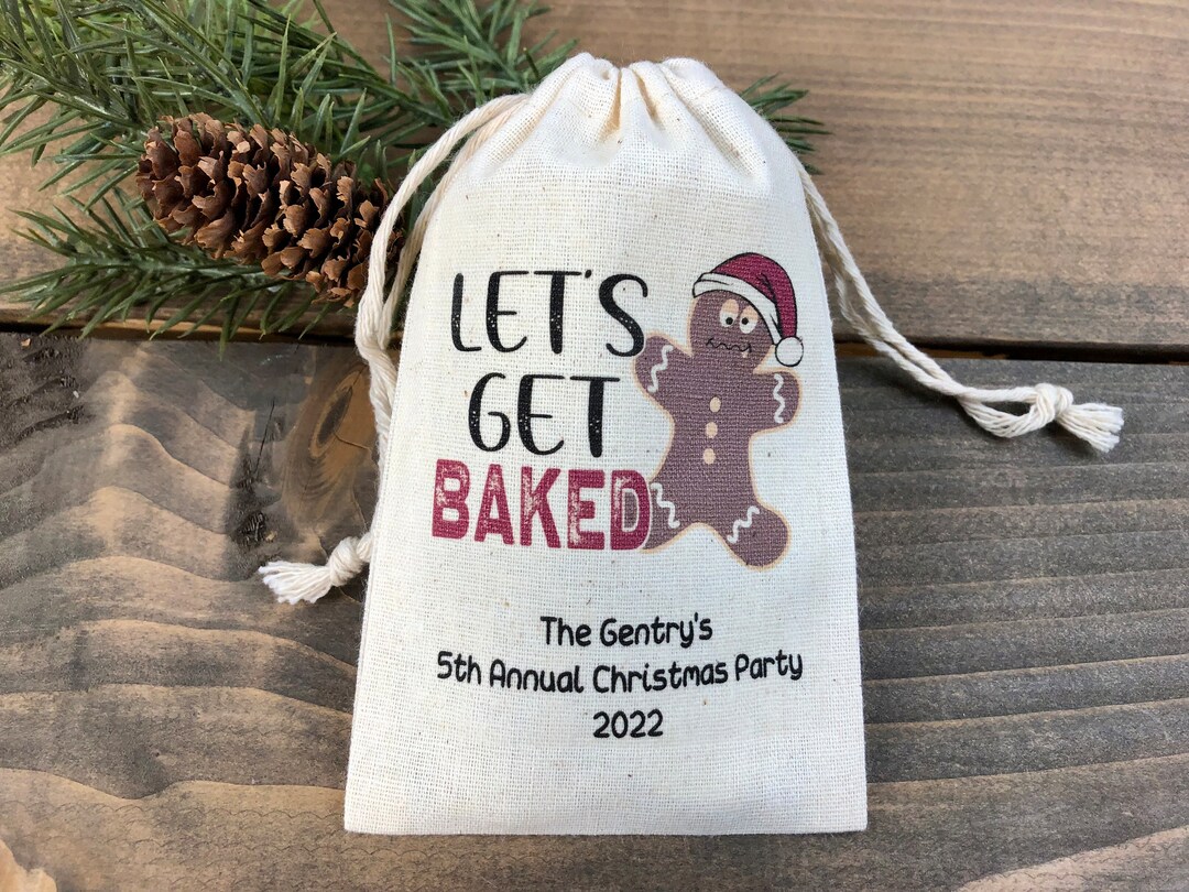 Set of 10 Christmas Party Bags / Holiday Favor Bags / Let's Get Baked ...