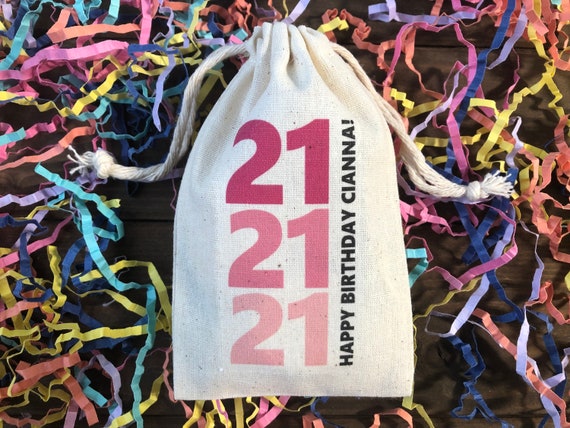 Set of 10 Personalized Party Favor Bags 21st Birthday Custom - Etsy