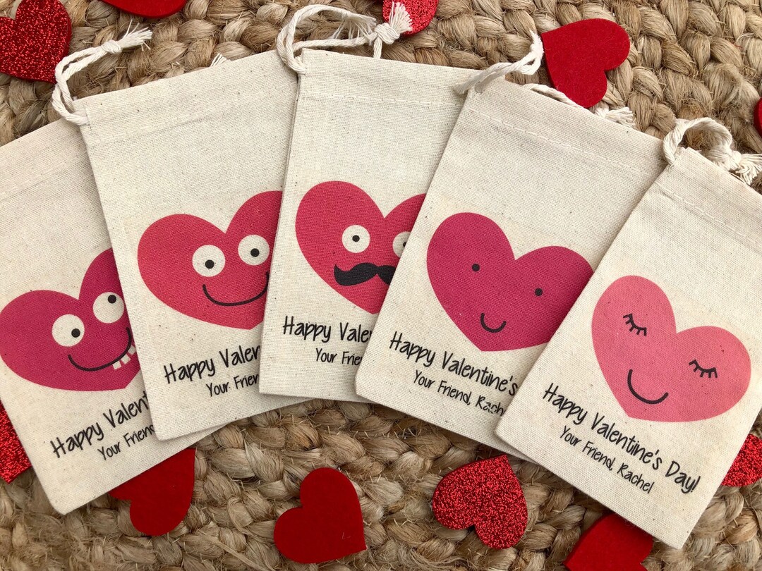 Set of 10 Kid's Valentine's Day Party Favor Bags / Emoji Heart ...