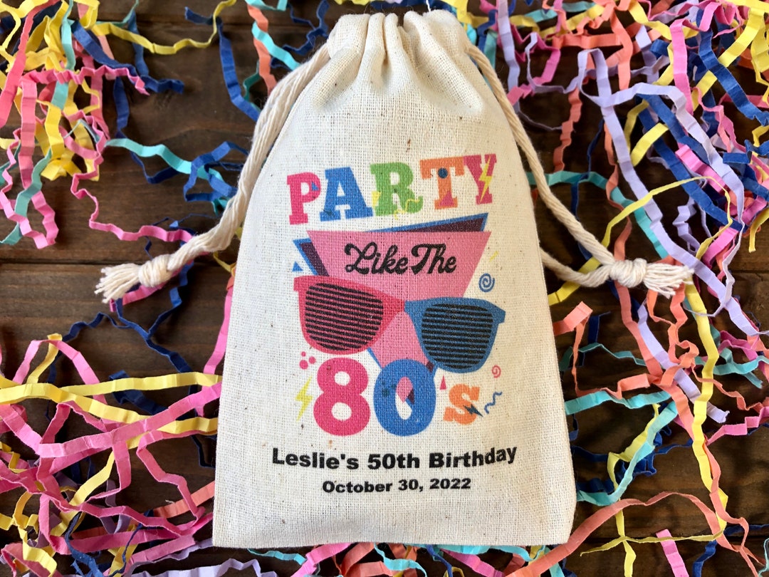 Set of 10 Personalized 80s Theme Party Favor Bags Party Like the 80s ...