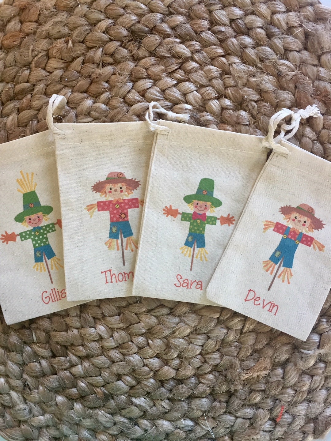 Set of 10 Kid's Fall Favor Bags / Scarecrow Treat Bag Assortment ...
