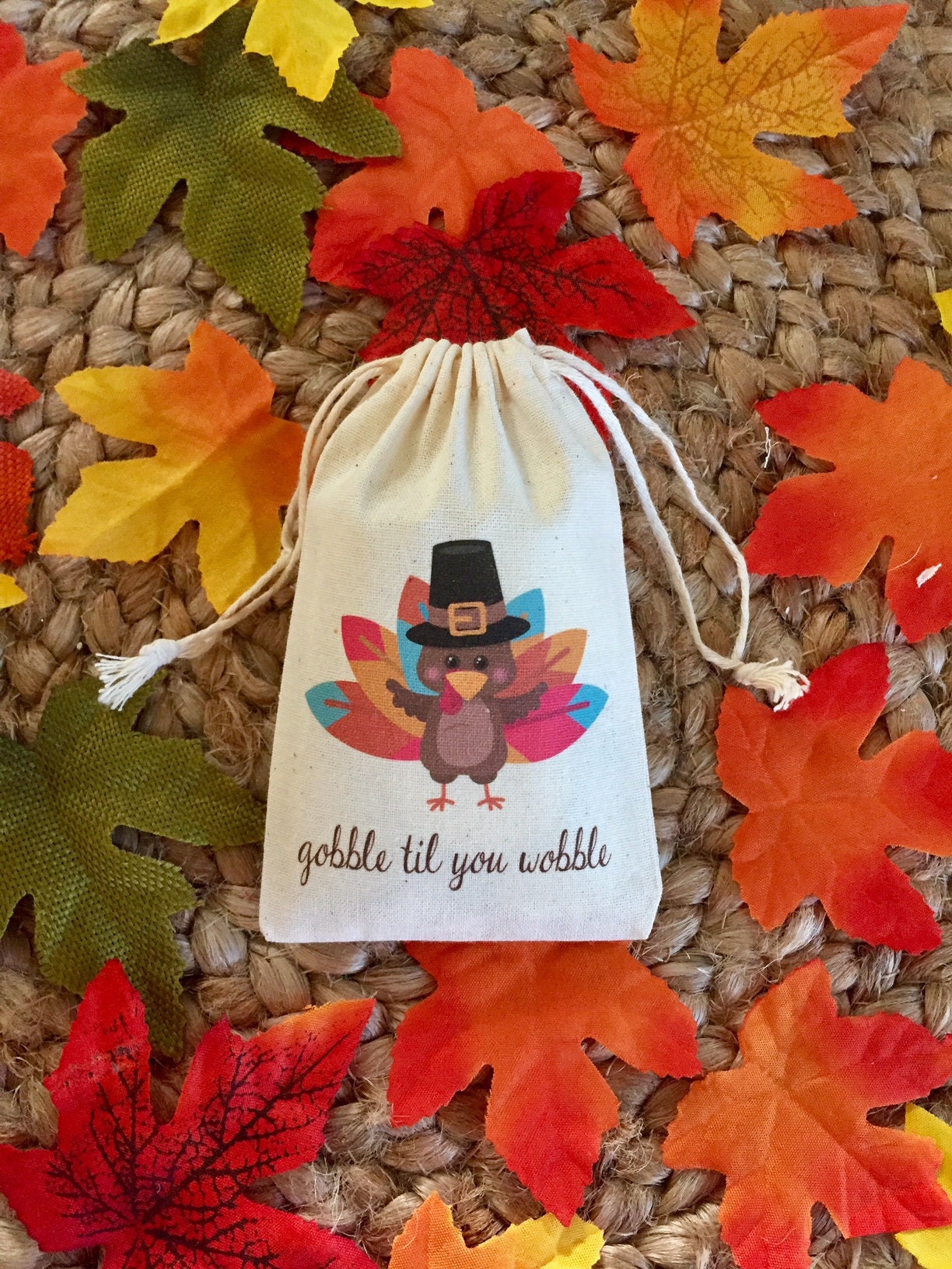 Set of 10 Thanksgiving Favor Bags / Gobble Til You Wobble - Etsy