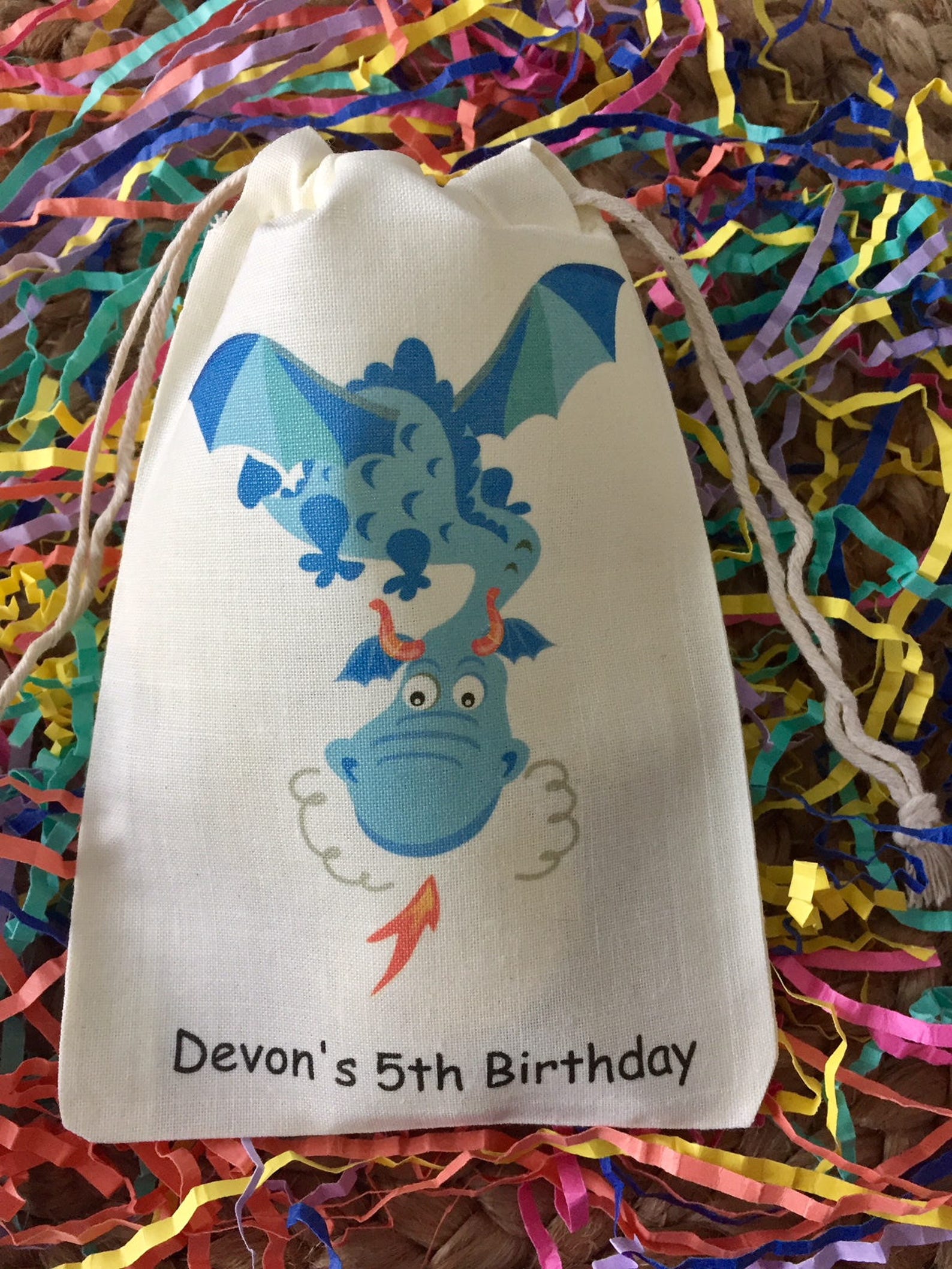 Set of 10 Personalized Dragon Party Favors Custom Muslin | Etsy