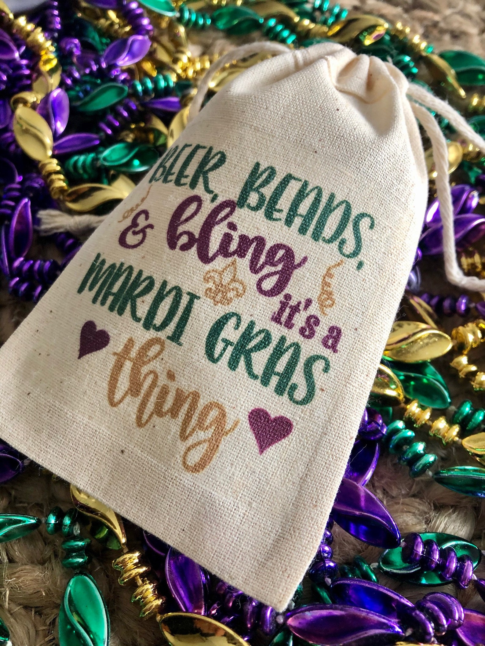 Set of 10 Mardi Gras Party Favor Bags / Beer Beads & Bling - Etsy