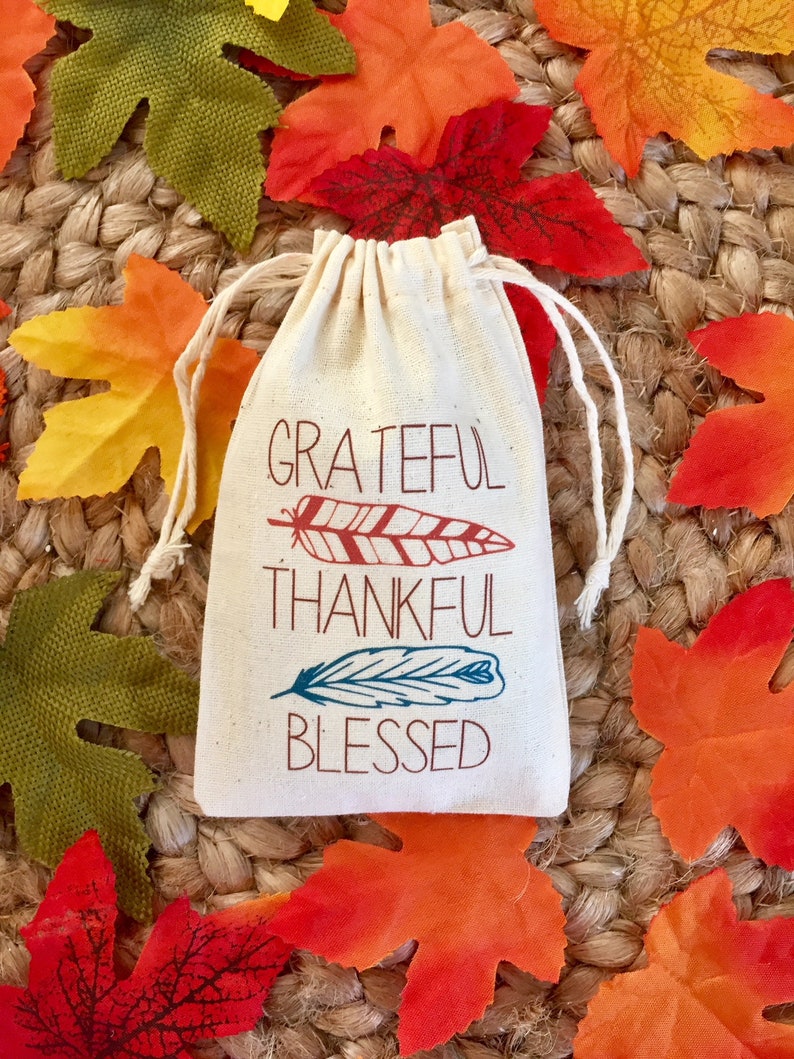 Set of 10 Thanksgiving Favor Bags / Grateful Thankful - Etsy