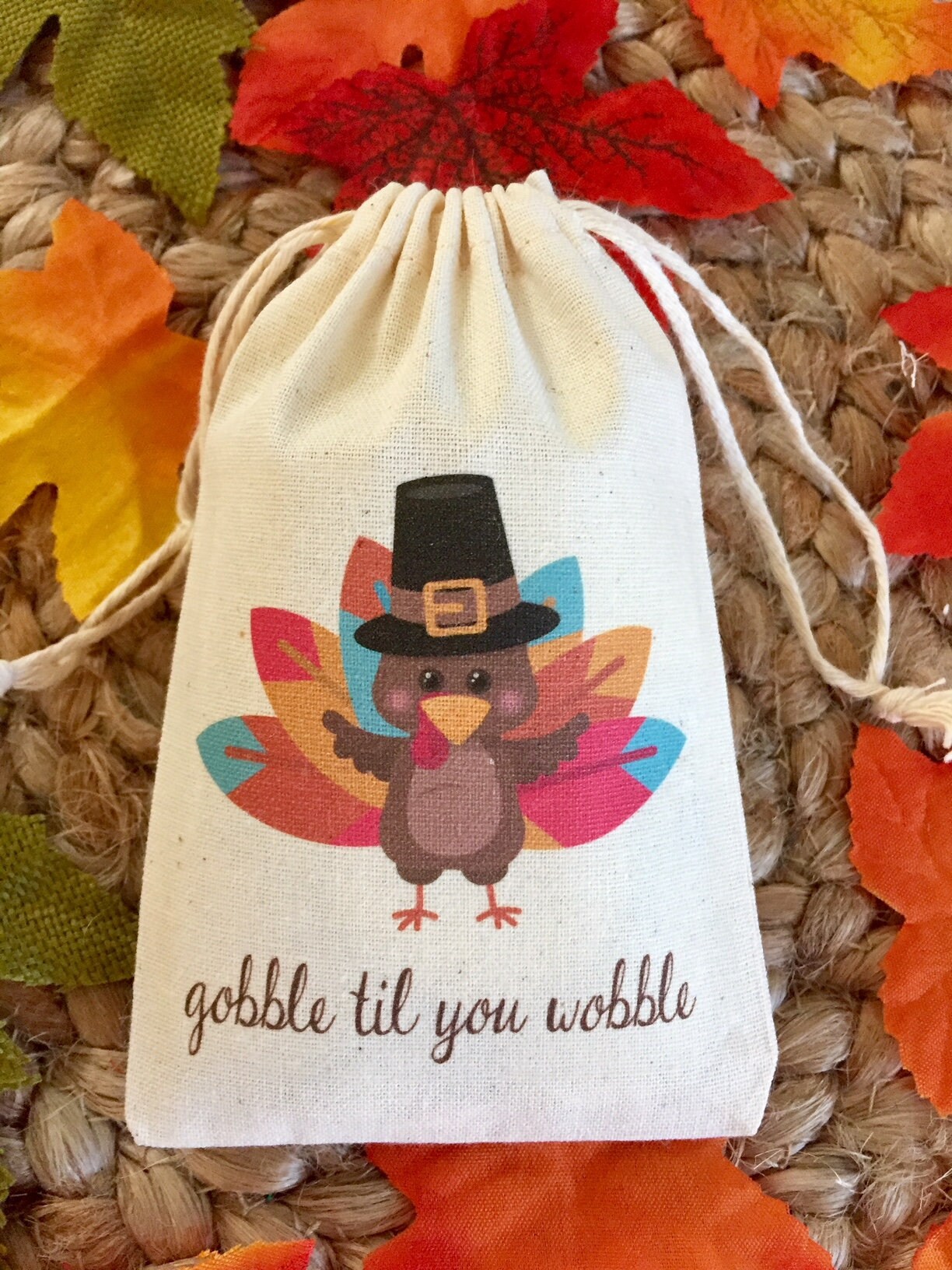 Set of 10 Thanksgiving Favor Bags / Gobble Til You Wobble | Etsy