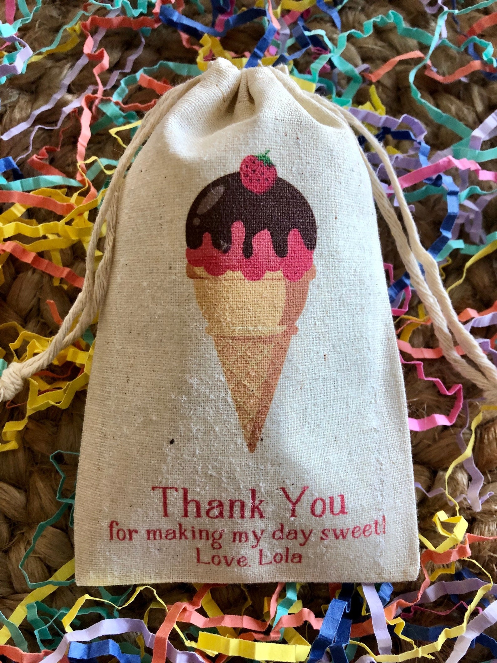 Set of 10 Personalized Ice Cream Theme Party Favor Bags item - Etsy