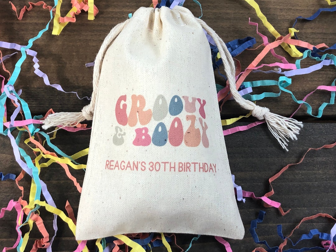 Set of 10 Personalized Groovy and Boozy Retro 70s 80s Theme Party Favor ...