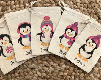 Penguin Favor Bags: Cute Penguin Party Bag Reusable Muslin - Etsy