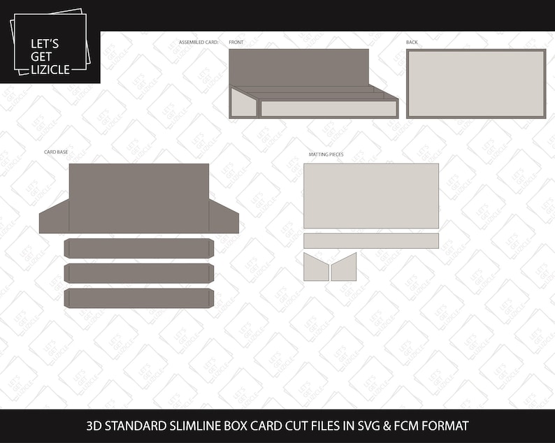 SVG/FCM Cut Files - 3D Box Card, Slimline Background - Etsy