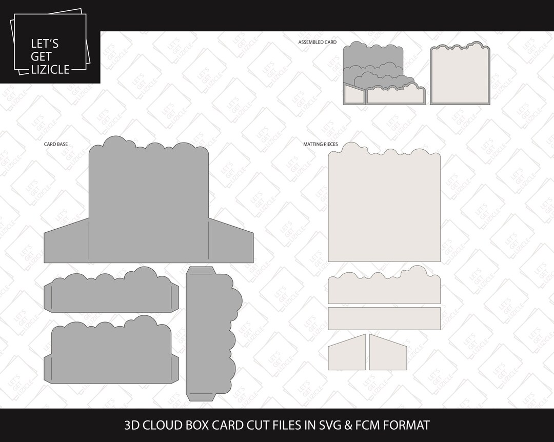 SVG/FCM Cut Files 3D Box Card, Clouds Background - Etsy