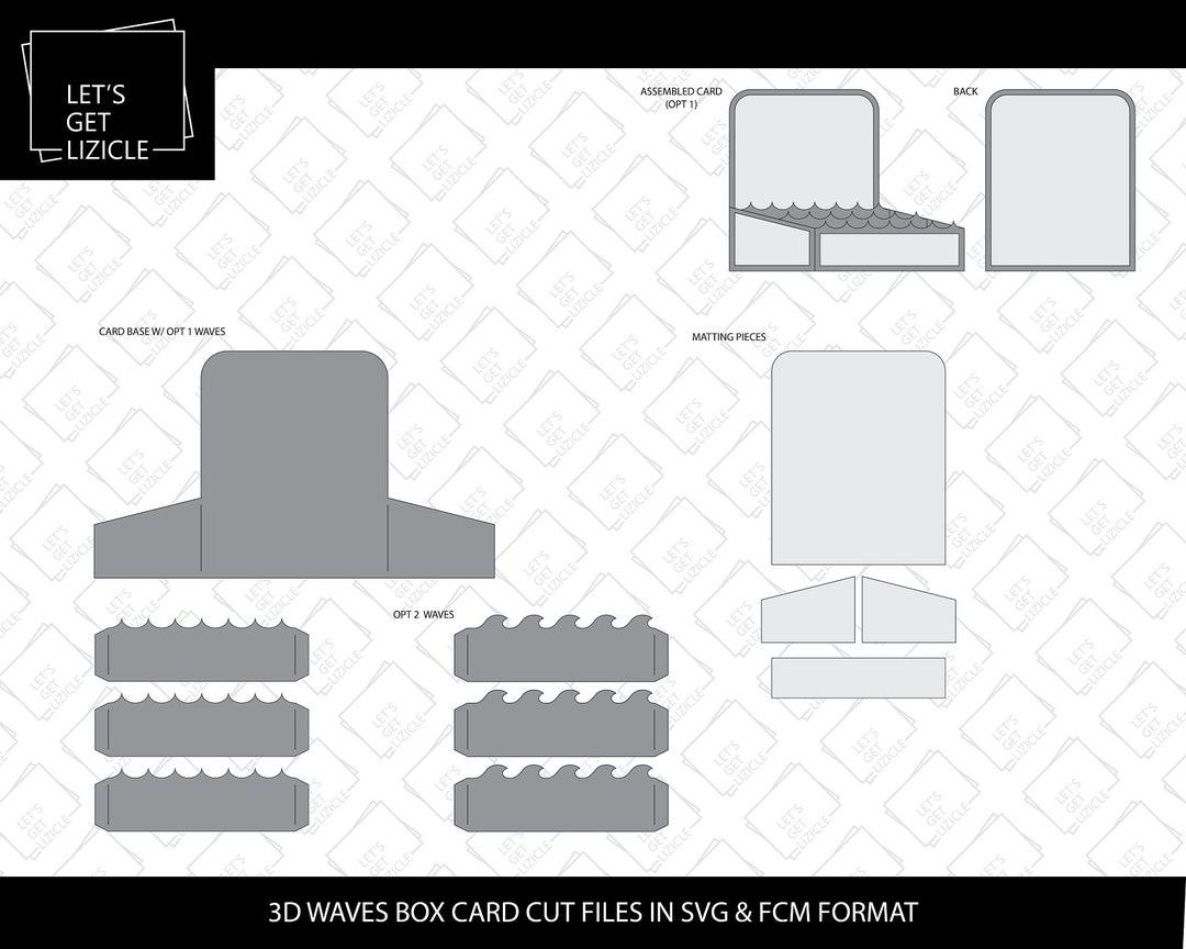 SVG/FCM Cut Files 3D Box Card, Waves Background - Etsy