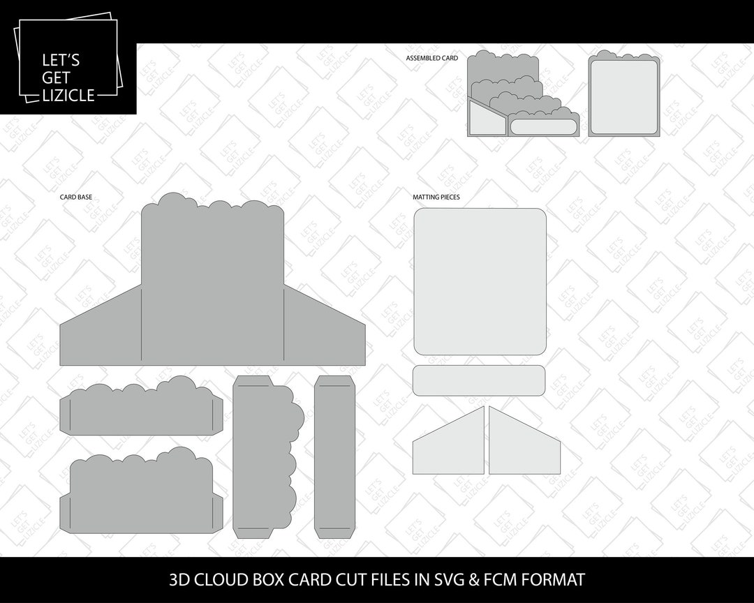 SVG/FCM Cut Files - 3D Box Card, Clouds Background - Etsy