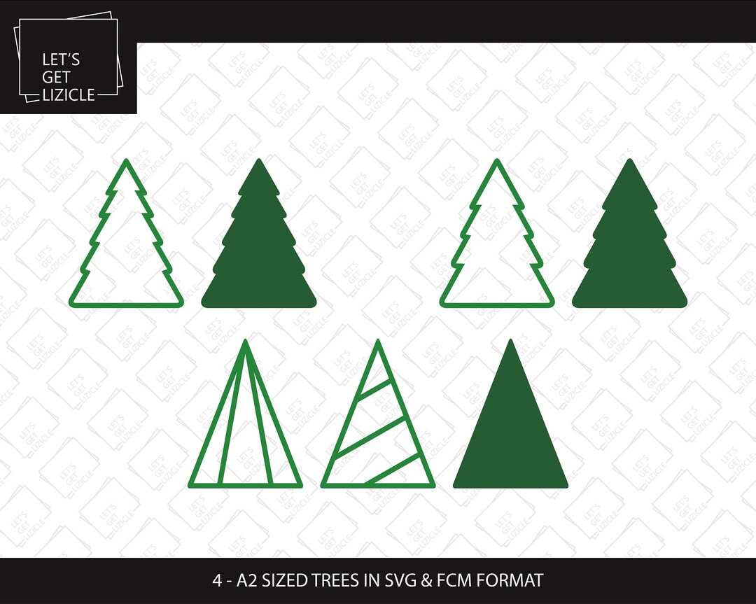 SVG/FCM Cut Files - A2 Tree-shaped Cards - Etsy