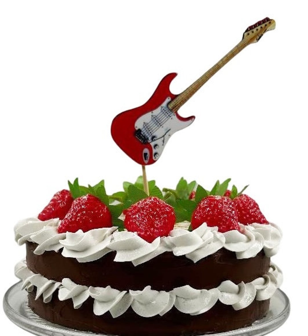 Red Electric Guitar Cake Topper - Guitar Cake Toppers - Guitar Cake ...