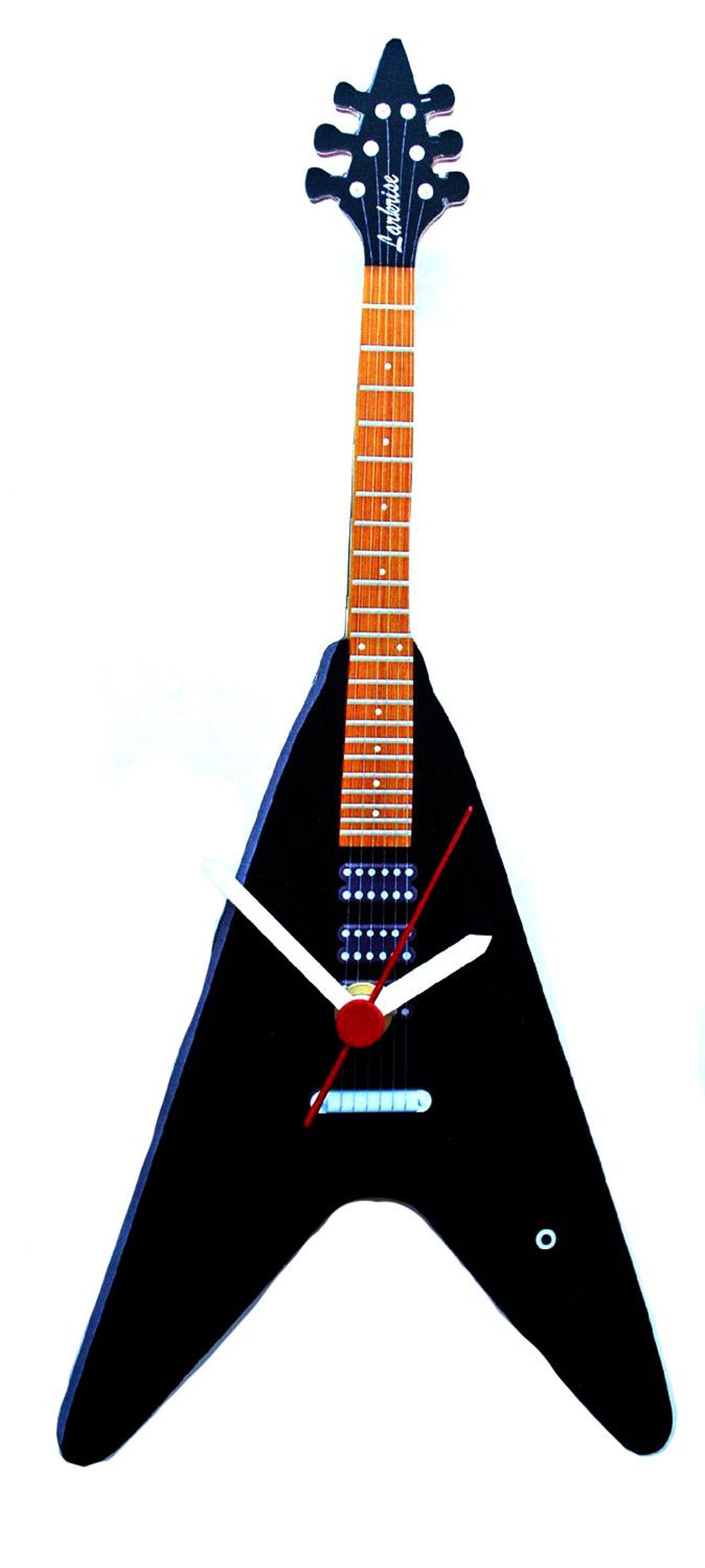 Black Rock Guitar Clock - V Guitar Clock - Rock Guitars - Flying V Rock ...