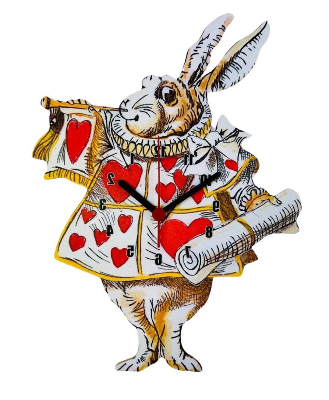 White Rabbit Alice in Wonderland Backwards Clock White Rabbit Gift AW6 ...