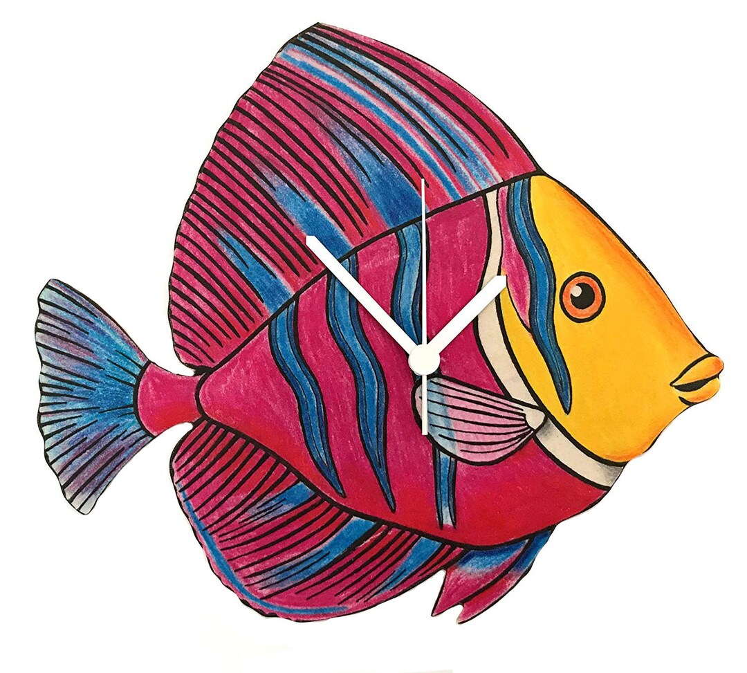 Tropical Fish Clock Marine Fish Clock Fish Clocks Angel Fish OC12C - Etsy
