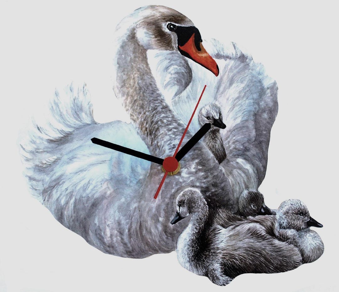 Swan Clock - Swan and Cygnet Clock - Swan Gift - Swan Gifts MB3-C - Etsy UK
