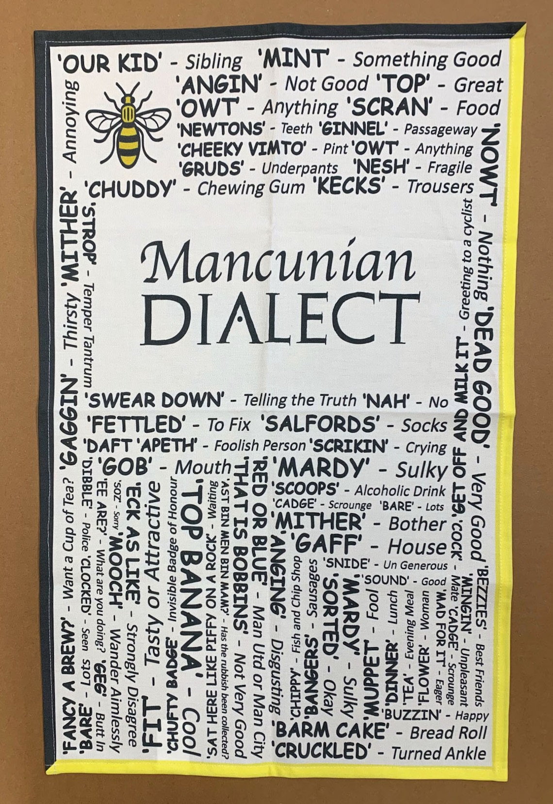 Mancunian Dialect Tea Towel - Mancunian Tea Towel - Manchester Gift ...