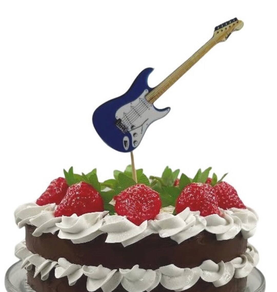 Blue Electric Guitar Cake Topper - Guitar Cake Toppers - Guitar Cake ...