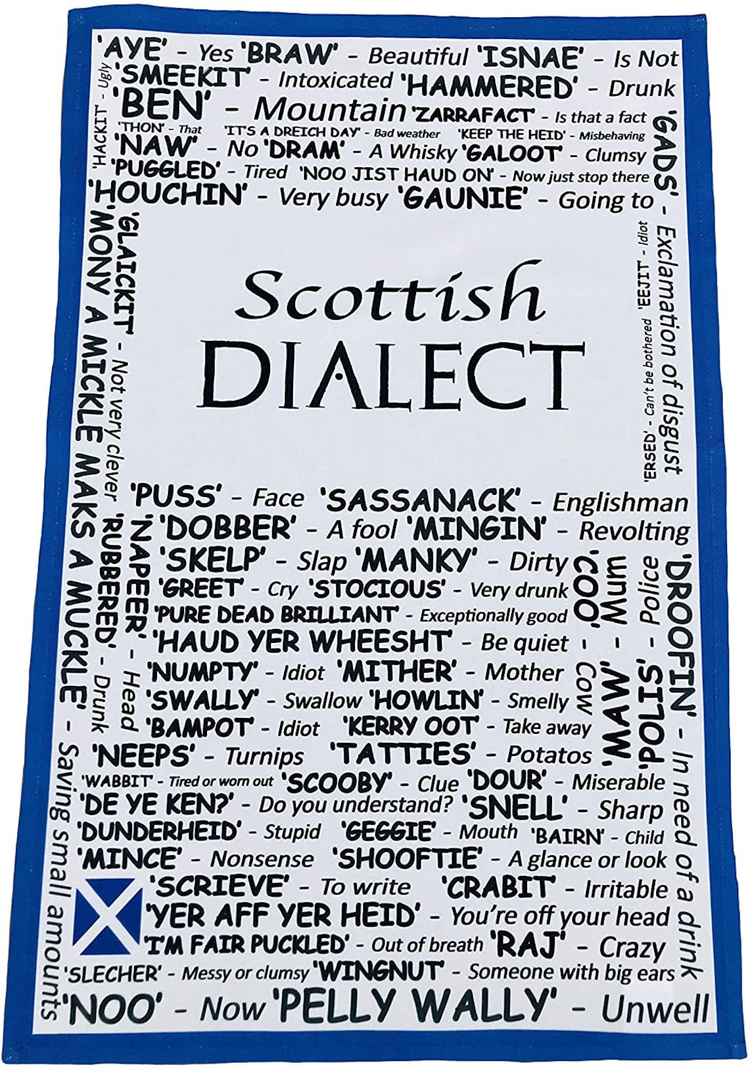 Scottish Dialect Tea Towel - Scottish Tea Towel - Scotland Tea Towel ...