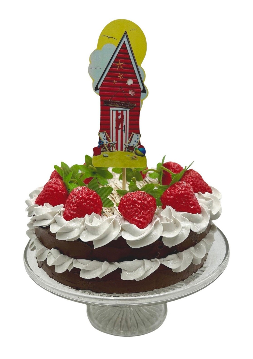 Red Beach Hut Cake Topper - Red Beach Hut Cake Decoration - Beach Theme ...