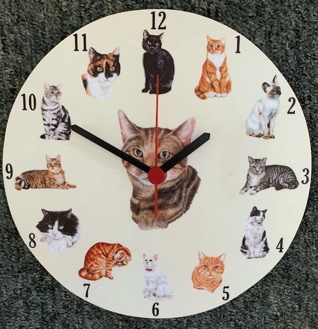 Cat Clock - Tabby Cat Clock - Cat Clocks - Cat Gift - Cat Clocks ...