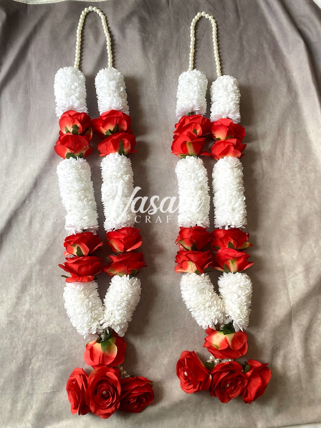 Red Rose and White Flowers Wedding Varmala for Indian Wedding Bride ...