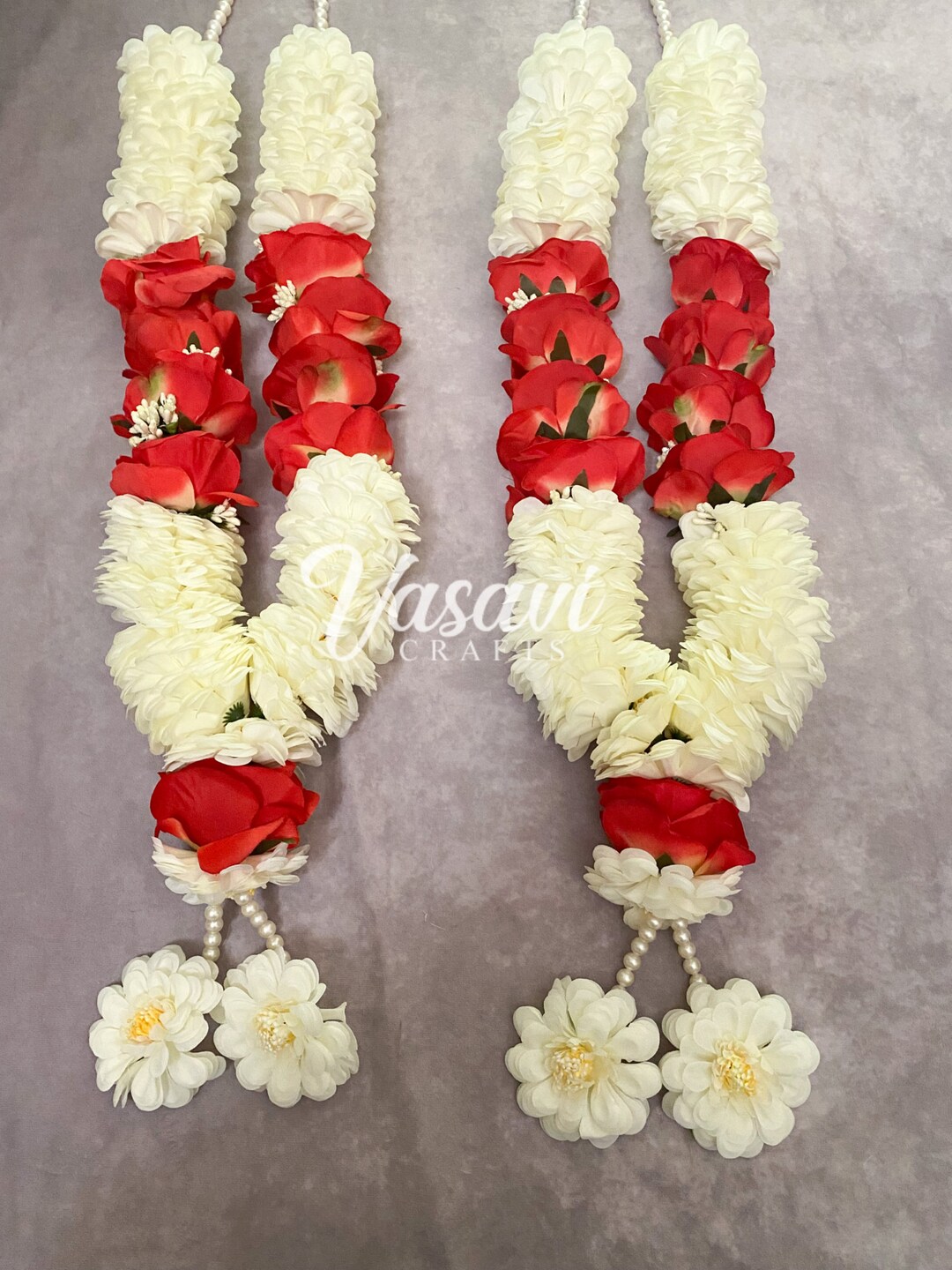 Red and Ivory Rose Flower Wedding Varmala for Indian Wedding Bride ...
