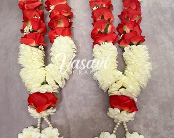 Red and White Rose Flower Wedding Varmala for Indian Wedding Bride ...