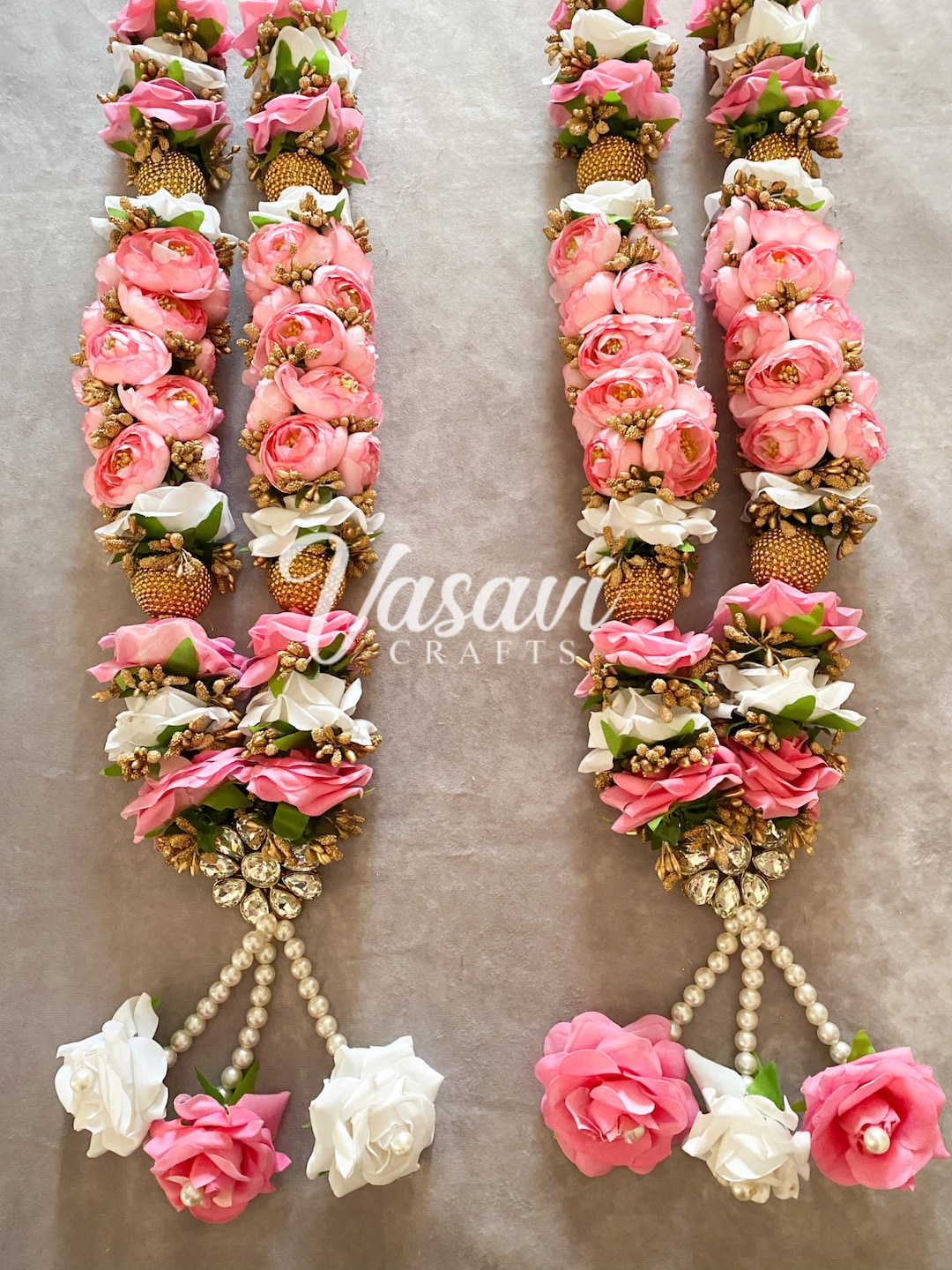 Indian Wedding Varmala/jaimala - Varmala With Pink Peony, Rose Flowers ...