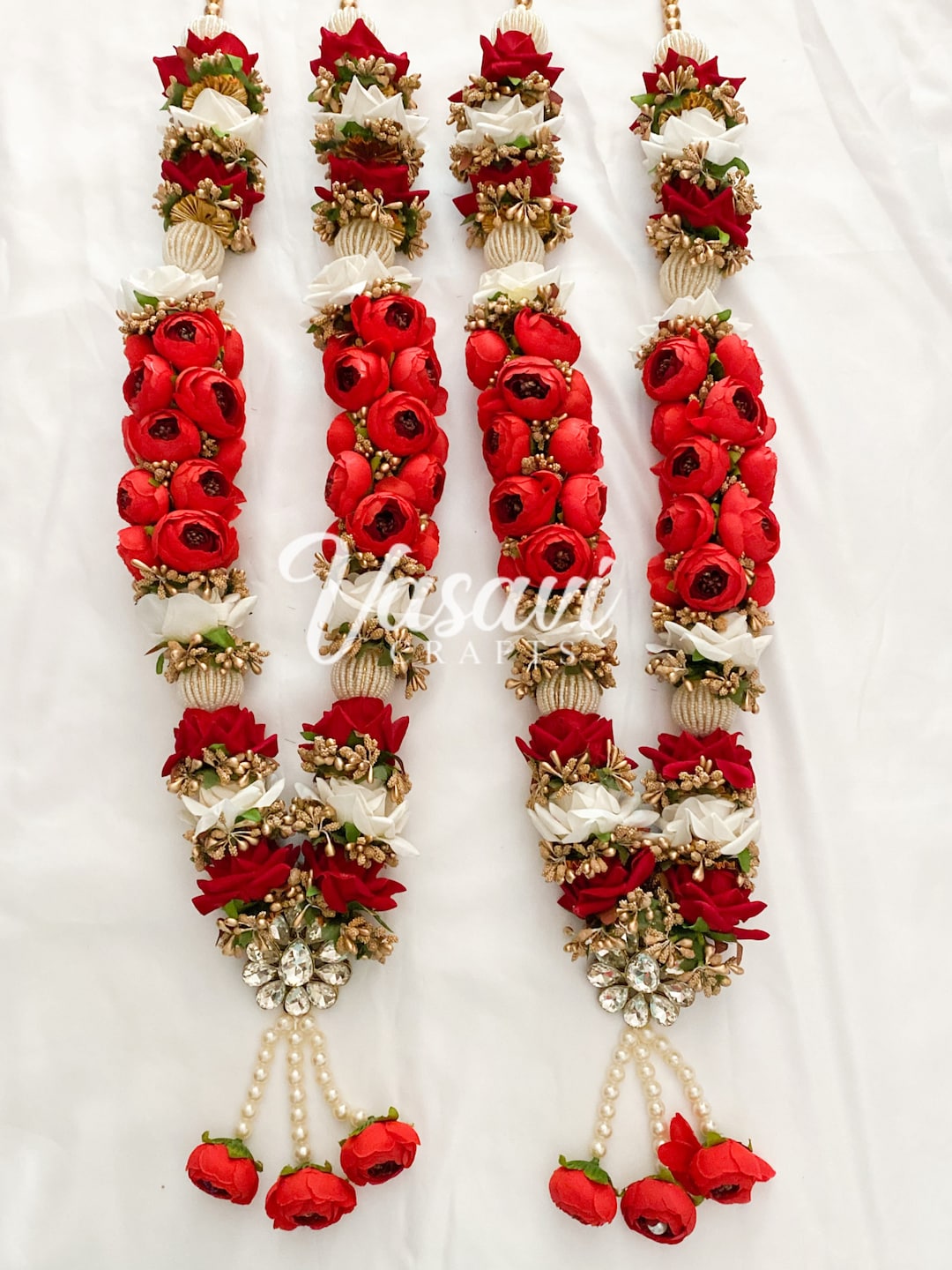 Red and White Rose, Peony and Gold Baby Breath Flower Indian Wedding ...