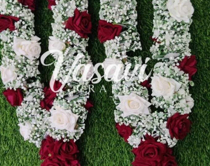 Red and White Rose Flower Wedding Varmala for Indian Wedding Bride ...