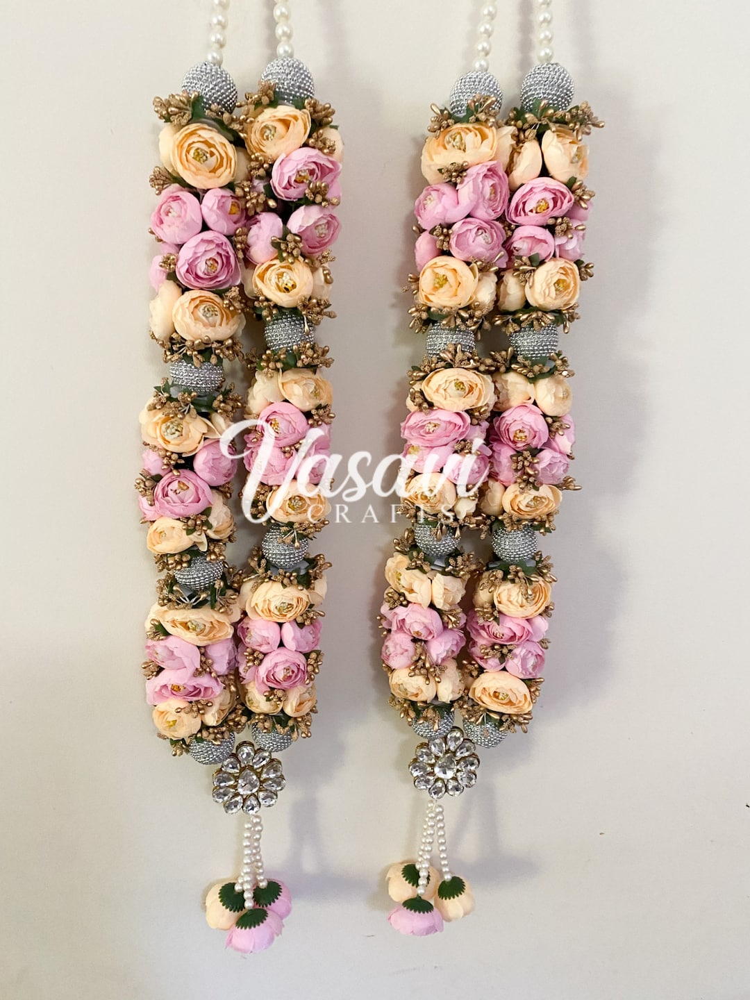 Pink and Light Yellow Peony Flower Indian Wedding Varmala/jaimala ...