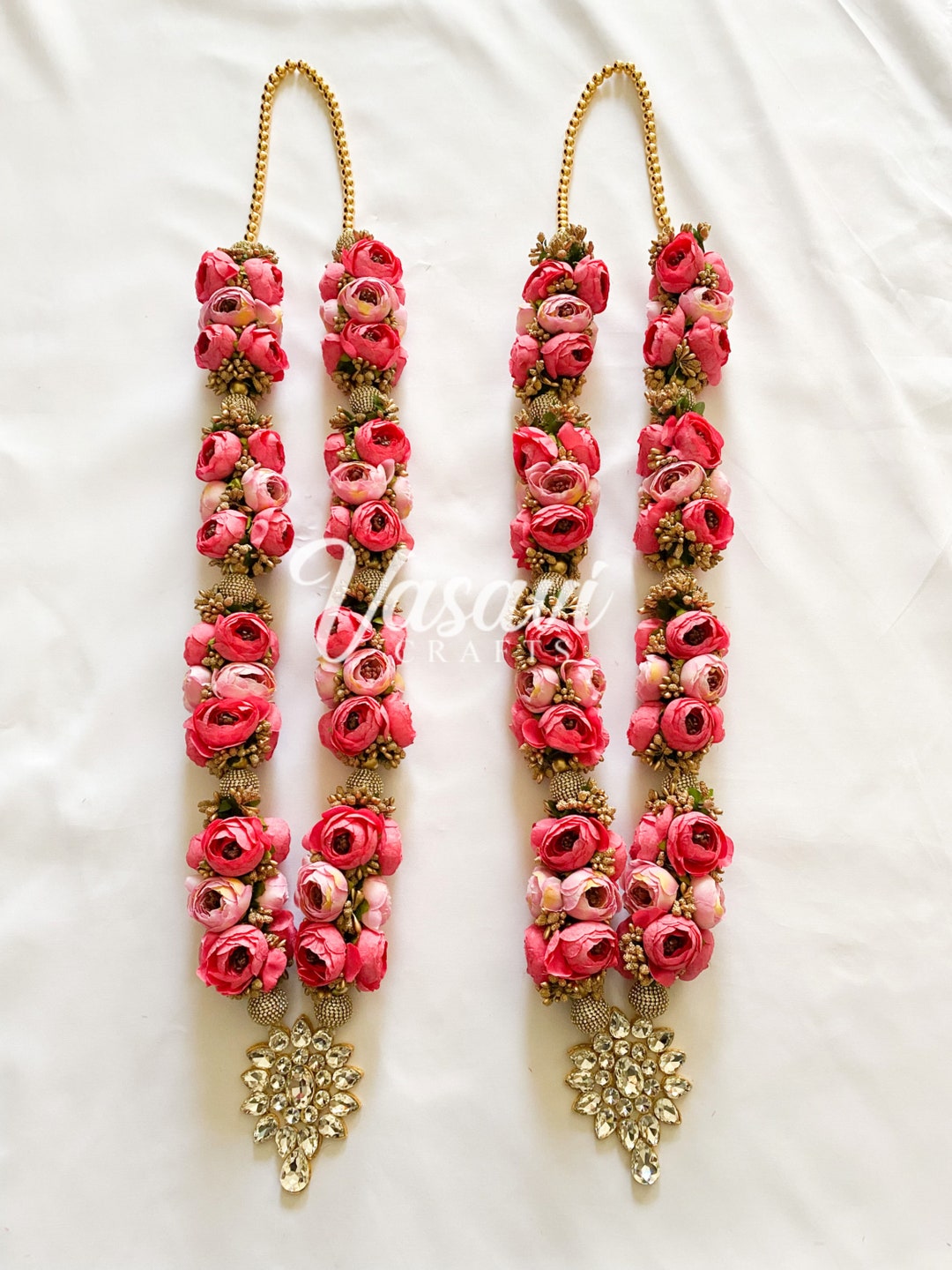 Light Pink and Dark Pink Peony Flower Wedding Varmala for Indian ...