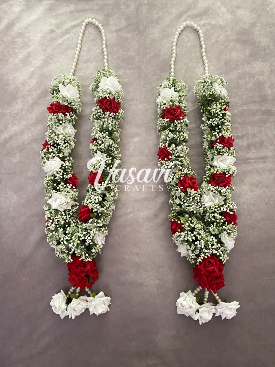 Red and White Rose Flower Wedding Varmala for Indian Wedding Bride ...
