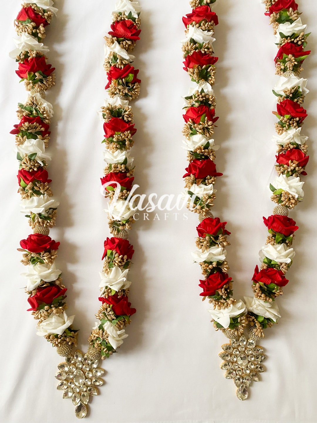 Dark Red and White Rose Flower Wedding Varmala for Indian Wedding Bride ...